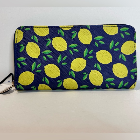 Dabney Lee | Bags | Dabney Lee Large Lemon Zip Wallet Navy Yellow ...